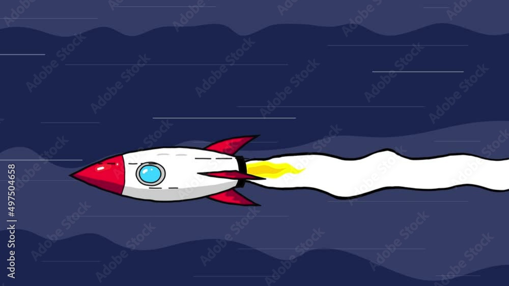 Rocket flying cartoon animation seamless dynamic loop isolated. Dynamic ...