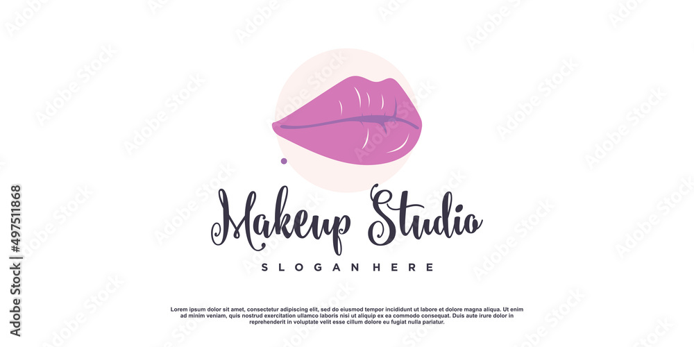 Makeup beauty logo design with lips concept Premium Vector Stock Vector ...