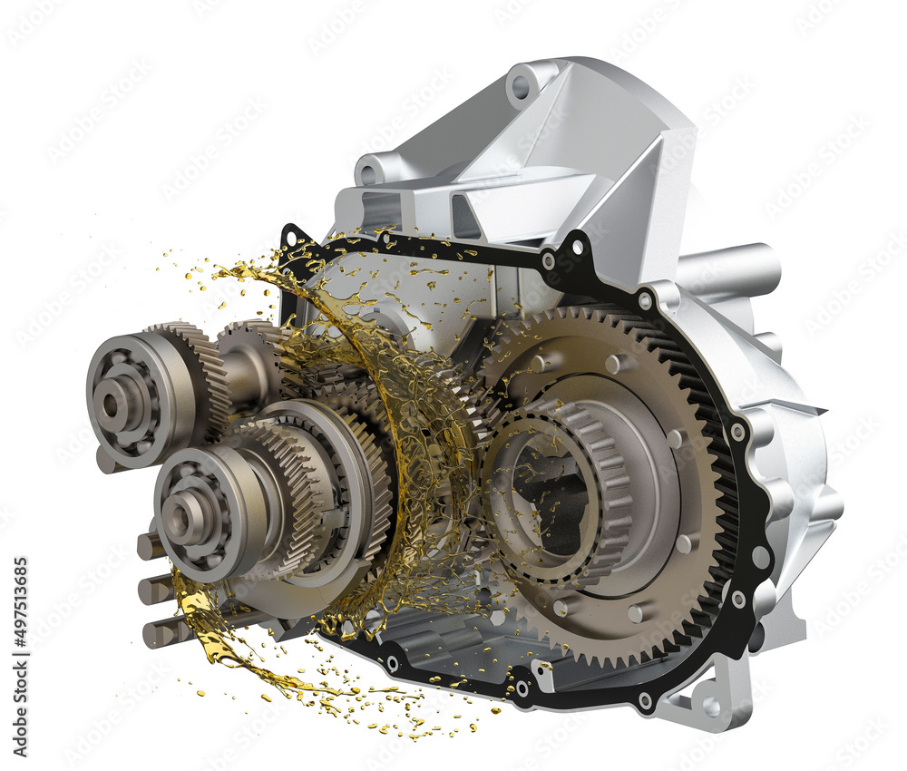 the mechanism of the manual gearbox with oil for gears Stock ...