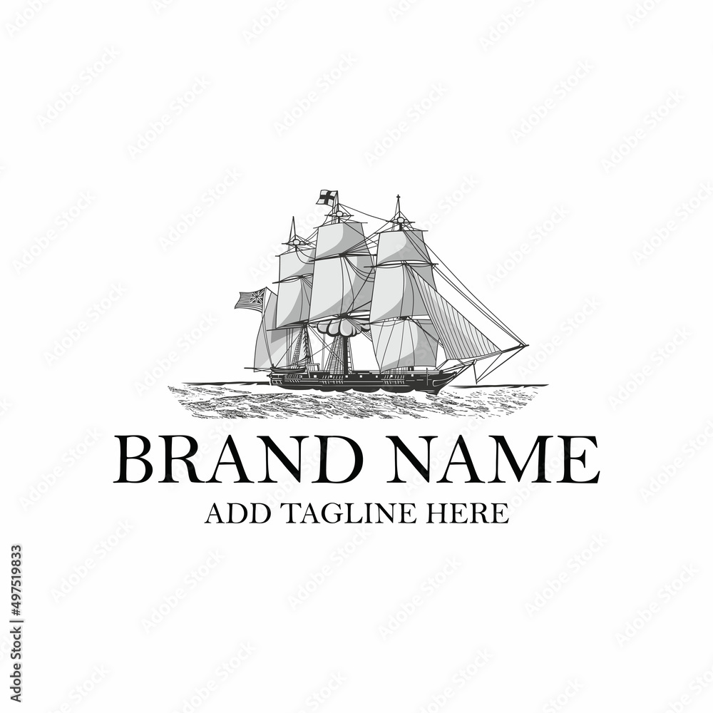 Whaling ship vector illustration already for your brand and or logo ...
