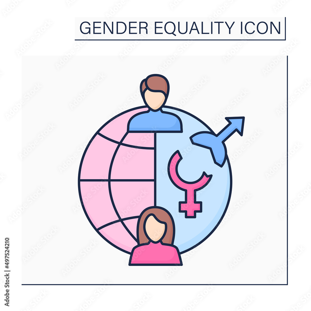 Gender gap color icon. Differences between women,men reflected in ...
