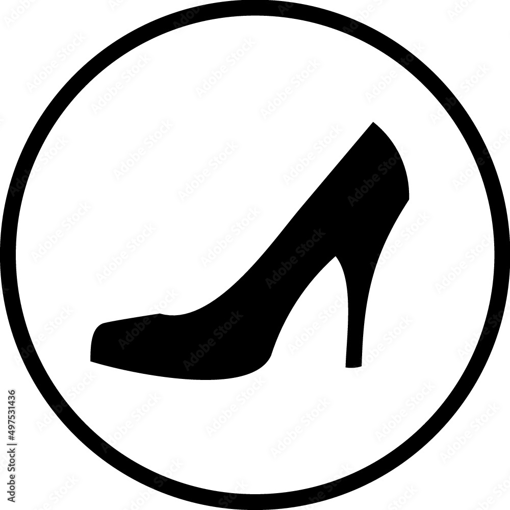 Women's high heel shoe. Footwear store logo or outdoor round signage ...