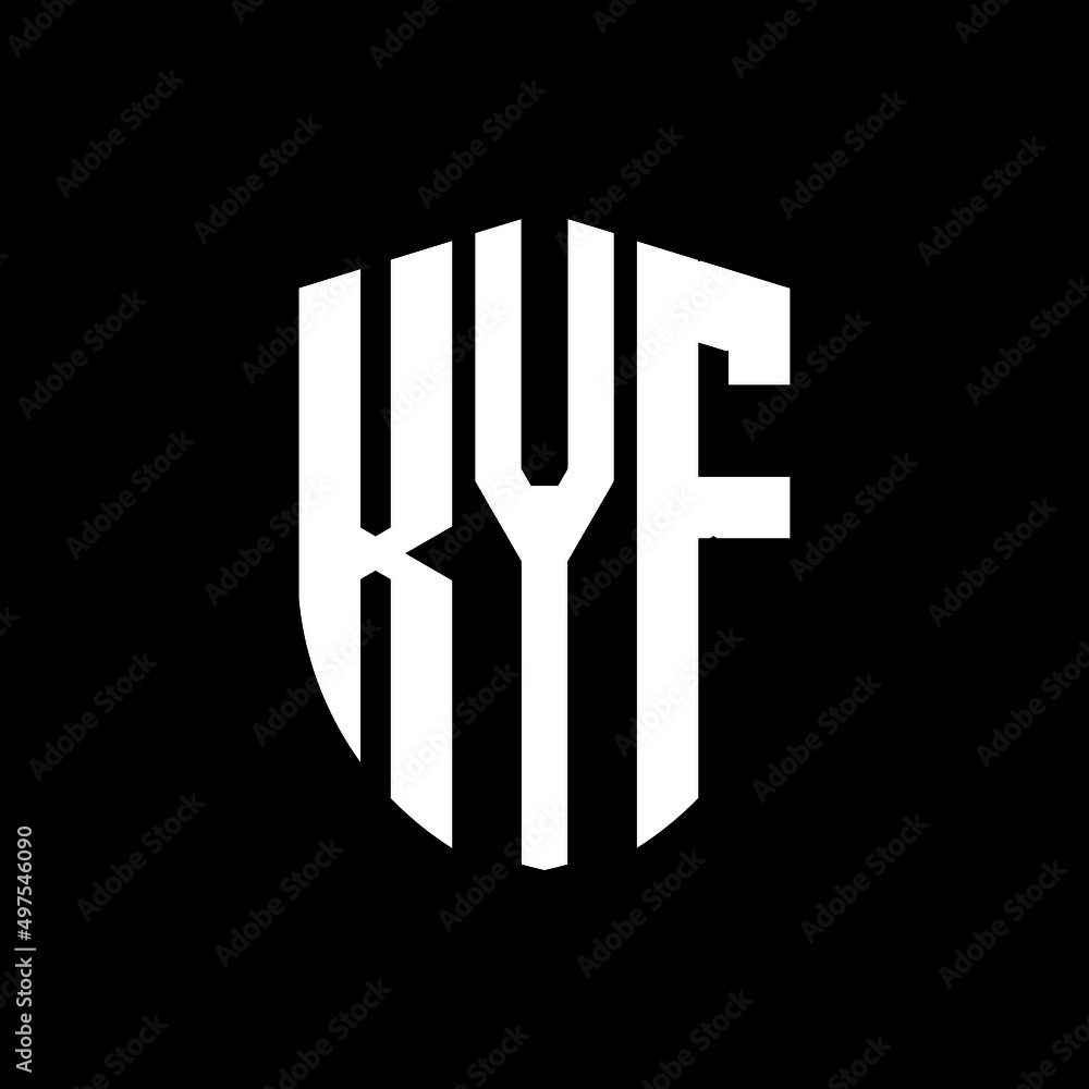 KYF letter logo design. KYF modern letter logo with black background ...