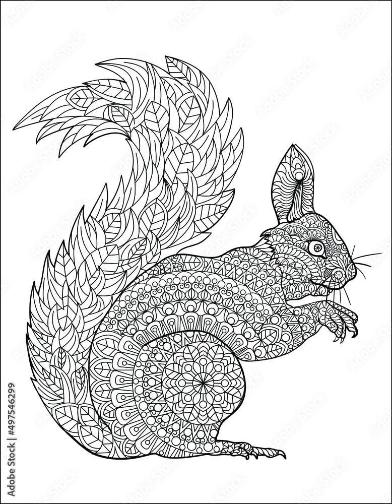 Animal coloring pages for adults Stock Vector | Adobe Stock