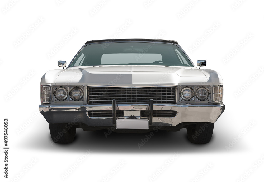 Classic American car front view isolated on white background Stock ...