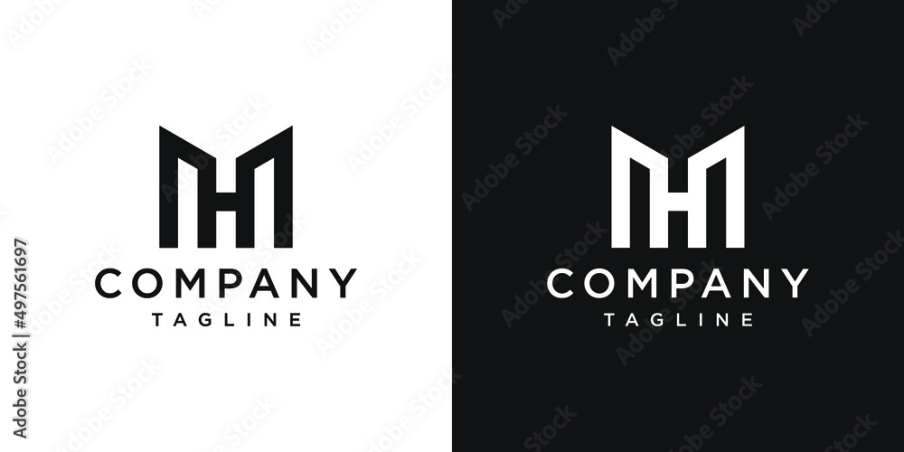 Creative Letter MH Monogram Logo Design Icon Template White and Black ...