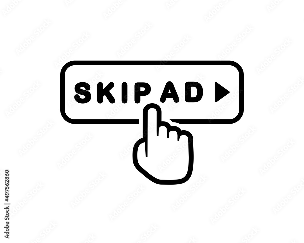 Skip ad button symbol. Vector illustration Stock Vector | Adobe Stock