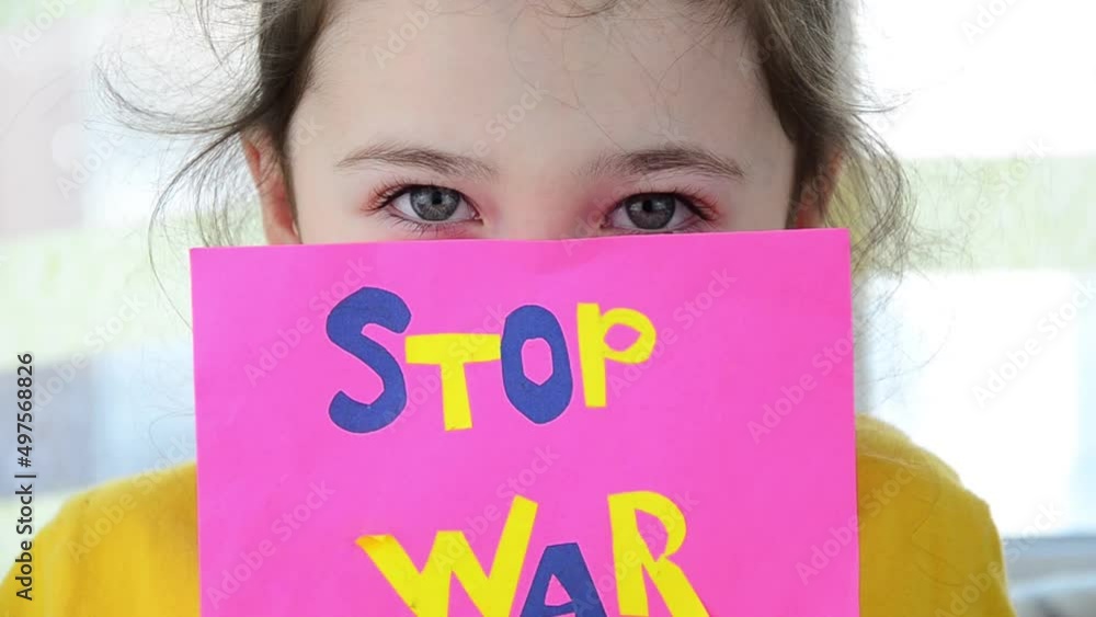 Children against war. Stop war. War in Ukraine. Ukrainian children ...