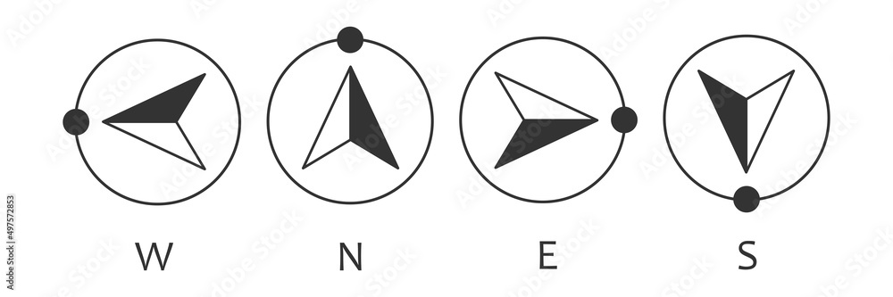 Compas icon. West, north, east, south arrow direction symbol. Sign ...