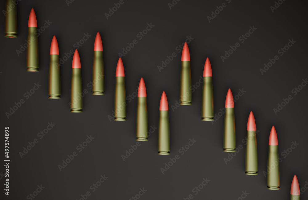 Stock chart of candles in the form of machine gun cartridges, the ...