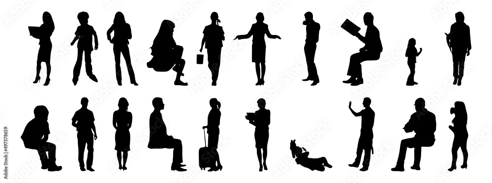 Poster Vector silhouettes, Outline silhouettes of people, Contour ...