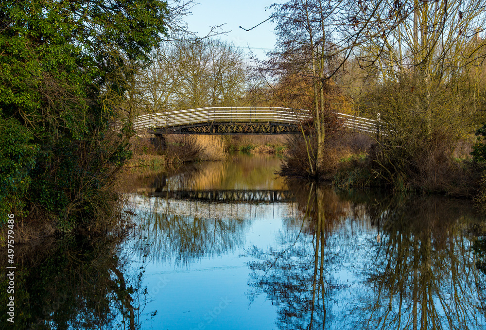 The Steel footbridge over the River Stort, or Lee & Stort Navigation ...