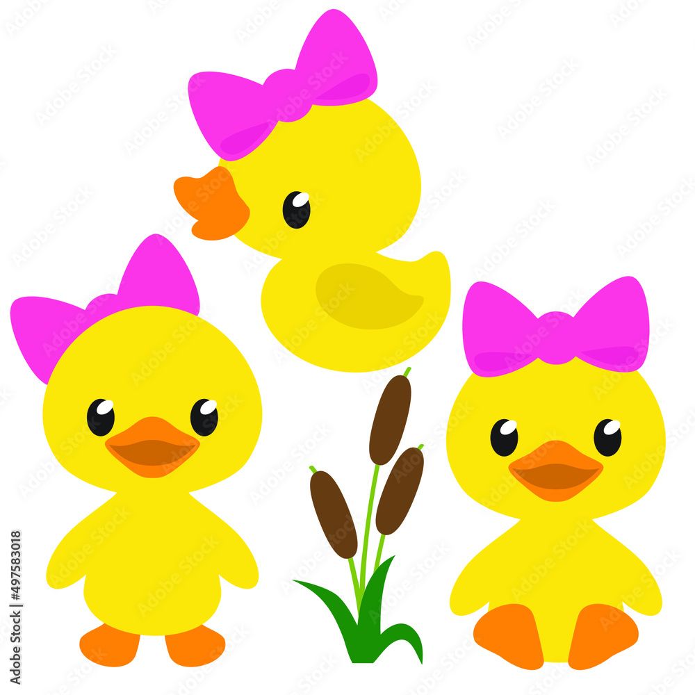 Cute girly duckling vector cartoon illustration Stock Vector | Adobe Stock