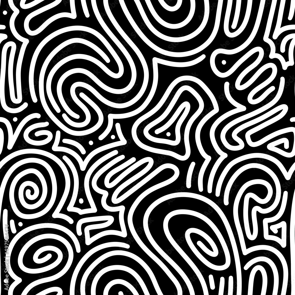Seamless pattern of white lines on the black background Stock ...