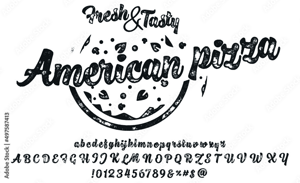 Hand drawn pasta and pizza menu for bars font. Delicious food from ...