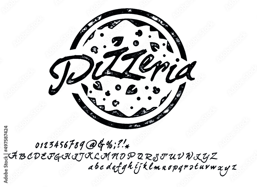 Hand drawn pasta and pizza menu for bars font. Delicious food from ...
