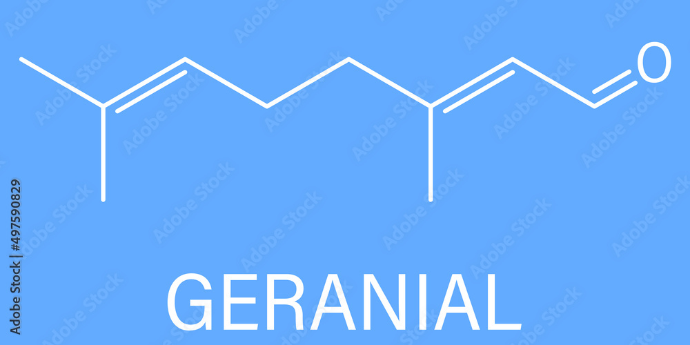 Geranial lemon fragrance molecule. Citral. Skeletal formula. Stock ...