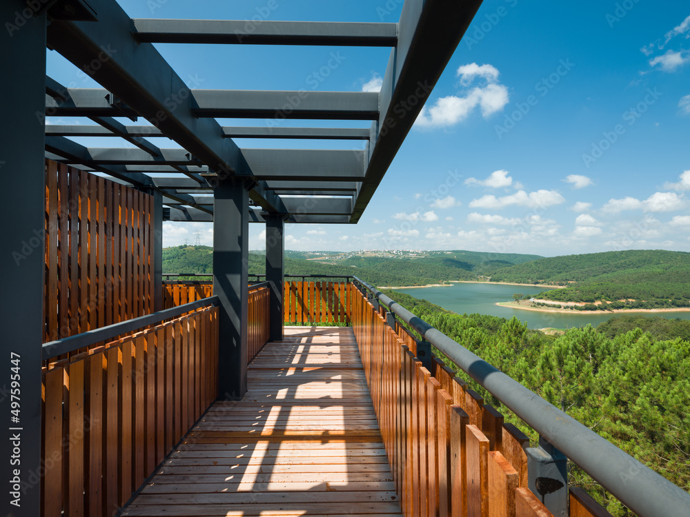 Watchtower. Wooden and iron watchtower. Bird observatory Stock Photo ...