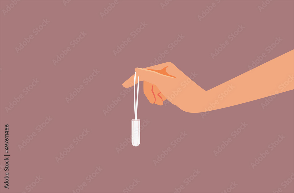Hand Holding a New Tampon Vector Cartoon Illustration Stock Vector ...