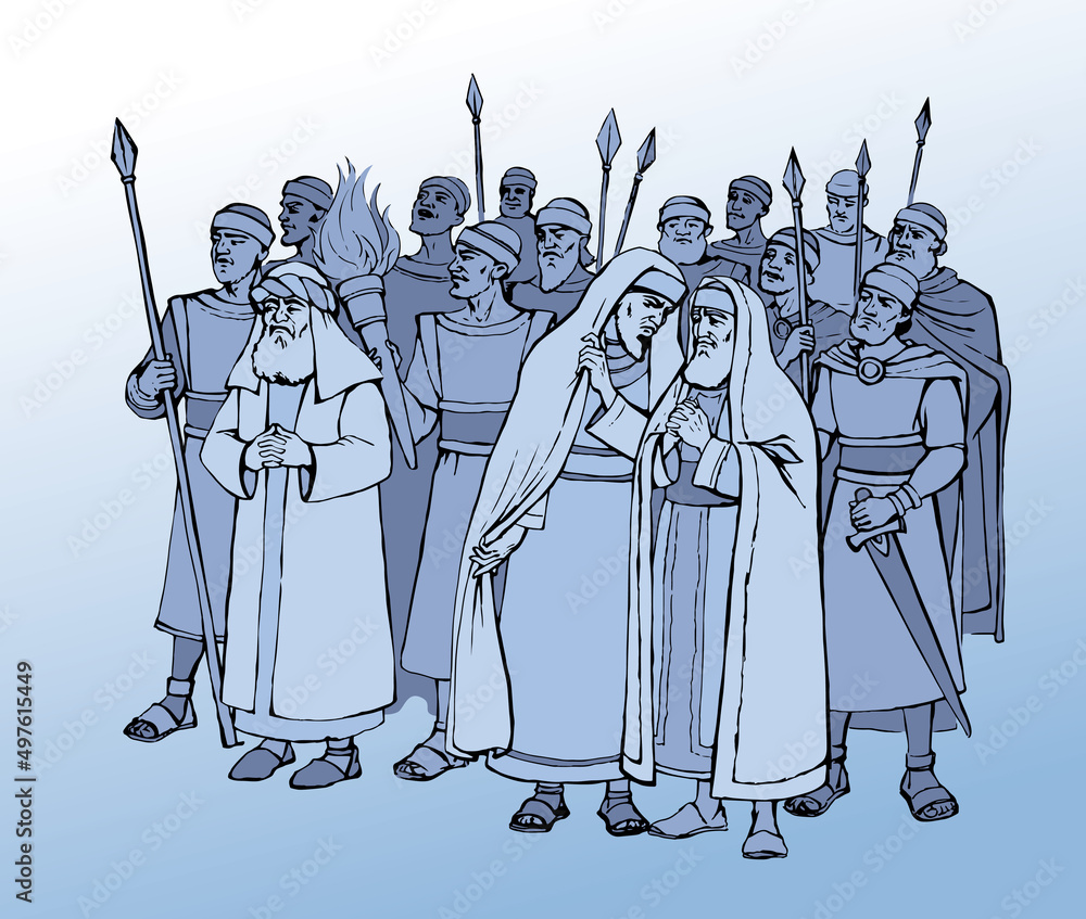 Old Pharisee Priest with army. Vector drawing Stock Vector | Adobe Stock