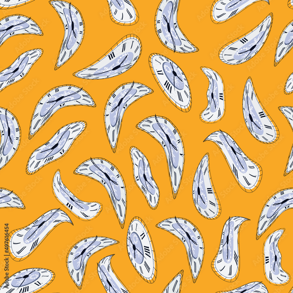 Vetor de Distorted clock. The symbol of the passing time. Seamless ...