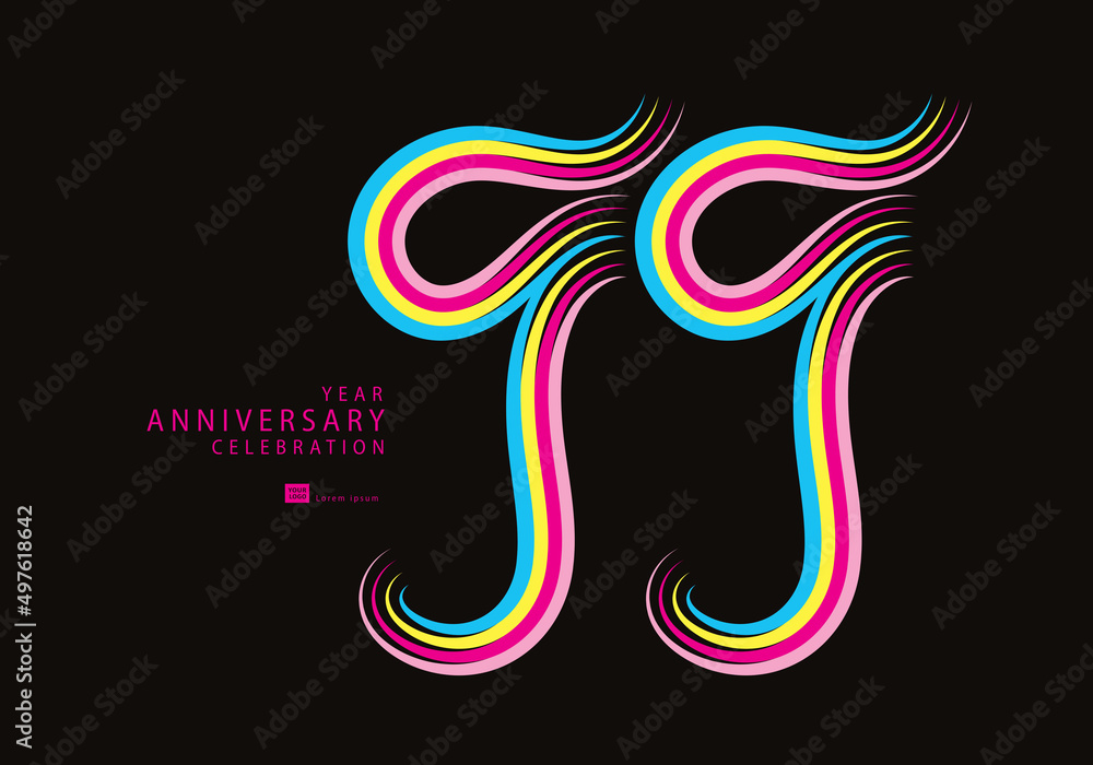 99 years anniversary celebration logotype colorful line vector, 99th ...