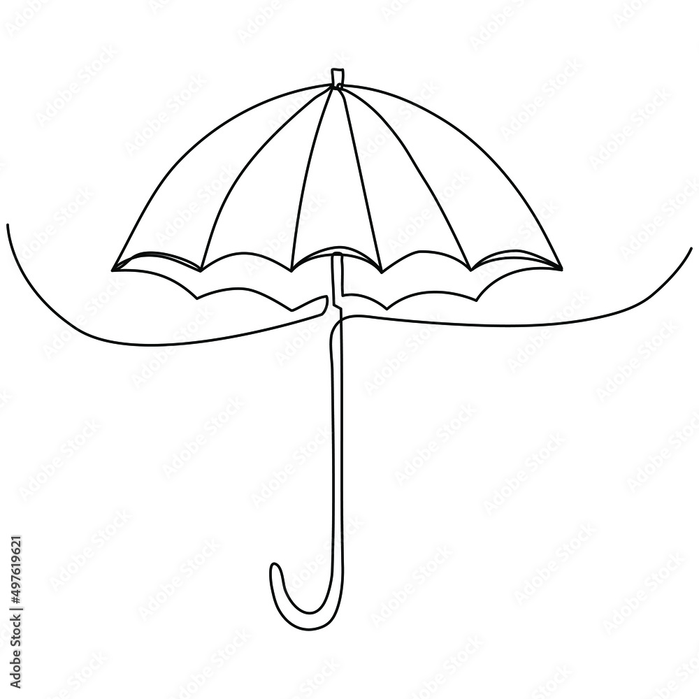 Continuous one line drawing of umbrella. Vector illustration Stock ...