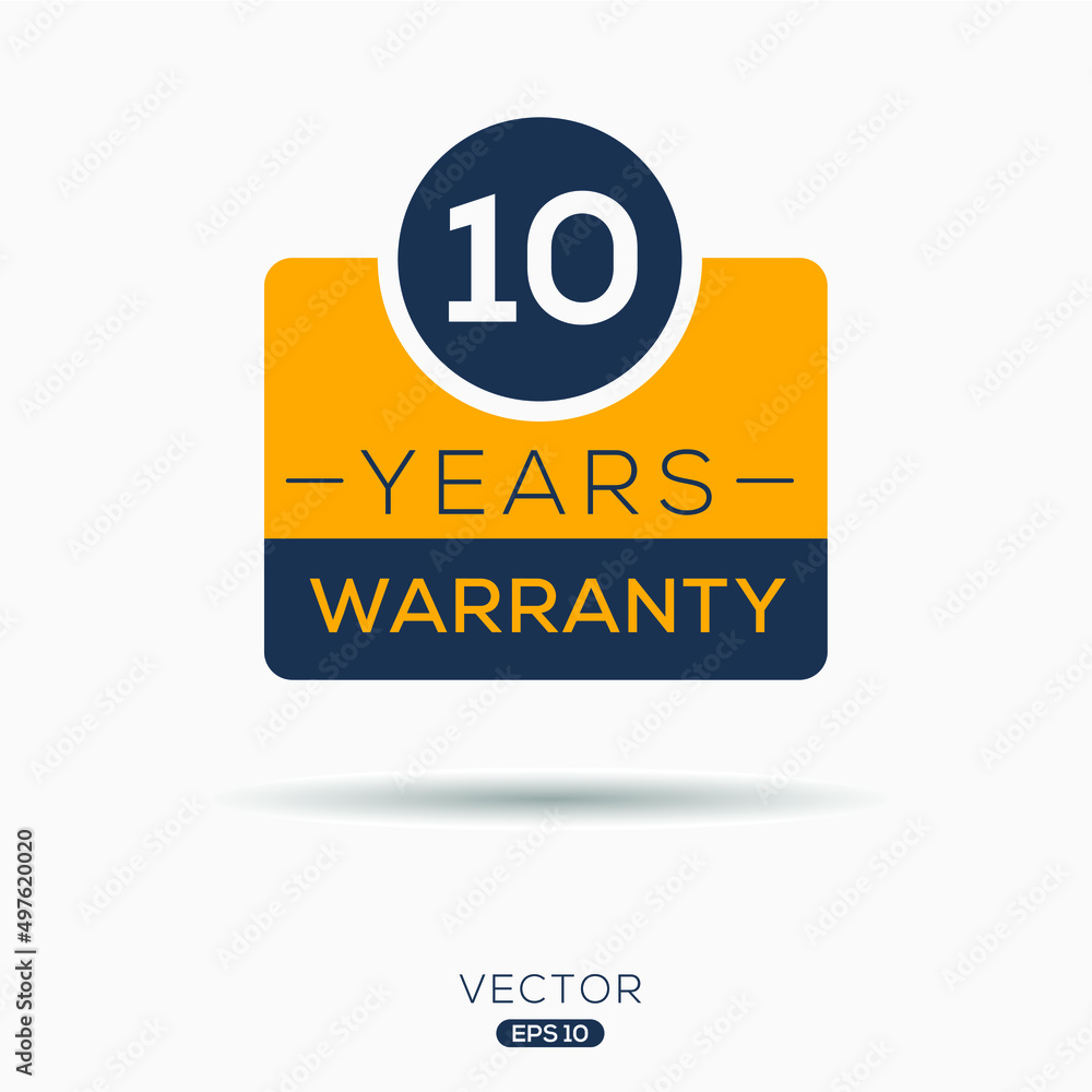 10 years warranty seal stamp, vector label. Stock Vector | Adobe Stock