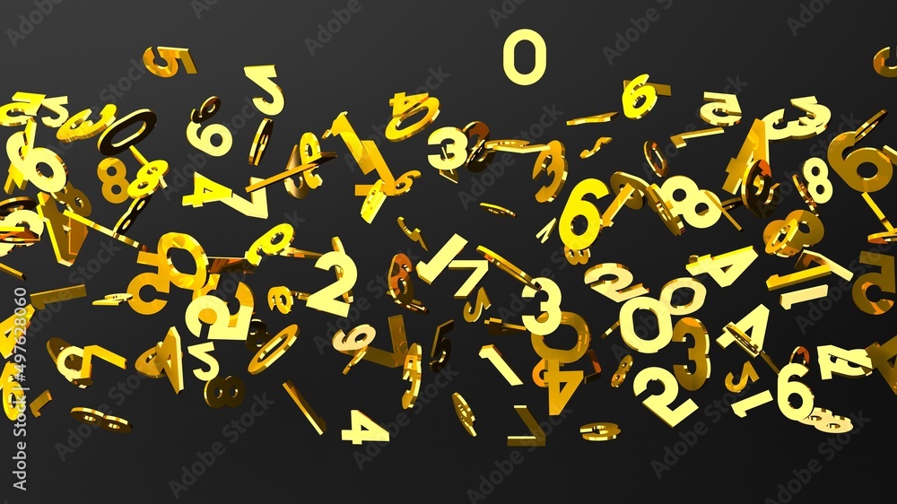 Gold numbers on black background. 3D illustration for background. Stock ...