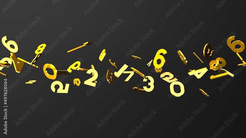 Gold numbers on black background. 3D illustration for background. Stock ...