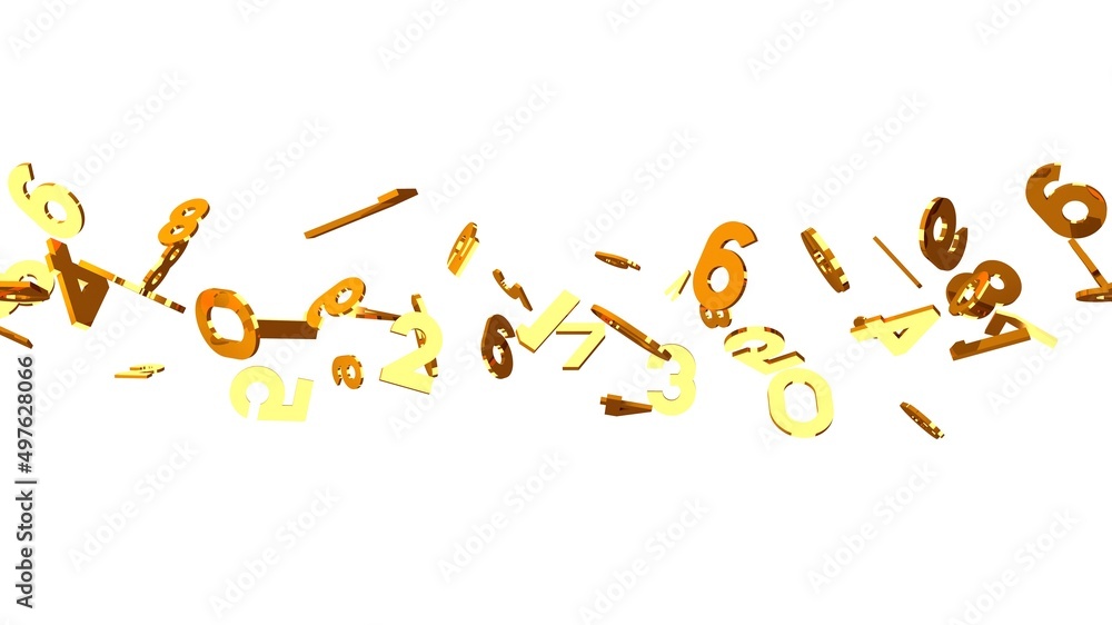 Gold numbers on white background. 3D illustration for background. Stock ...