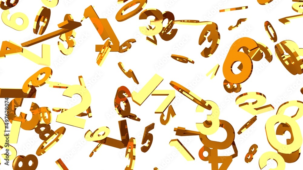Gold numbers on white background. 3D illustration for background. Stock ...