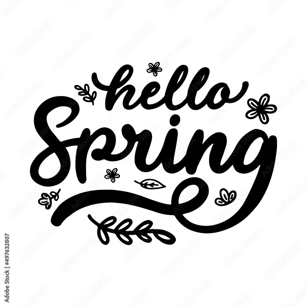 Spring and Easter lettering calligraphy vector set. Hand-drawn ...