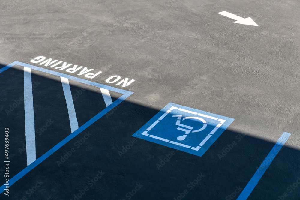 Blue lines and disabled sign place on parking Stock Photo | Adobe Stock