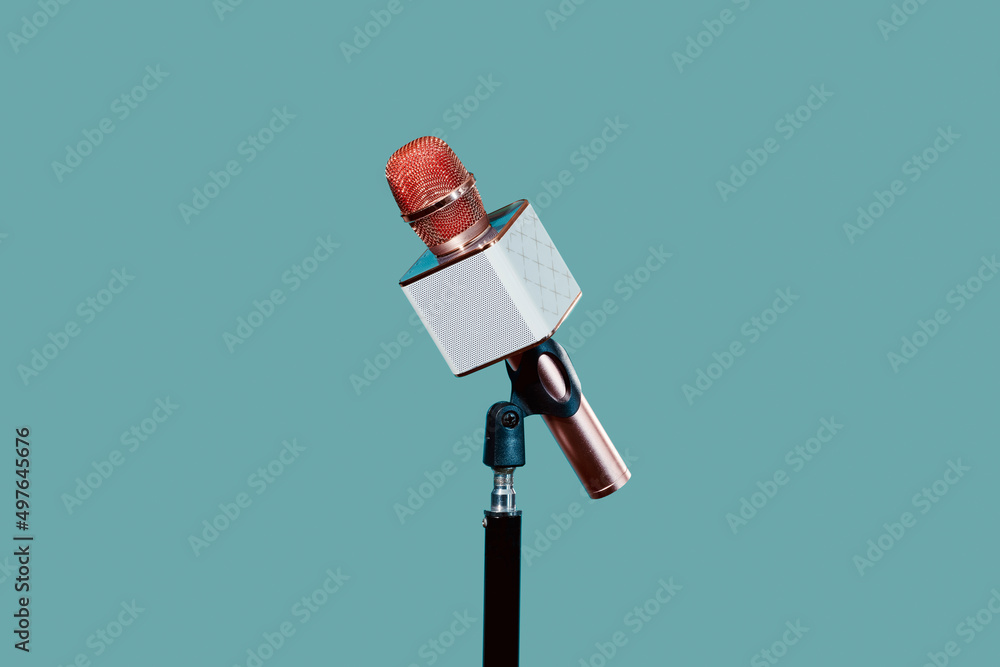 microphone in a straight stand Stock Photo | Adobe Stock