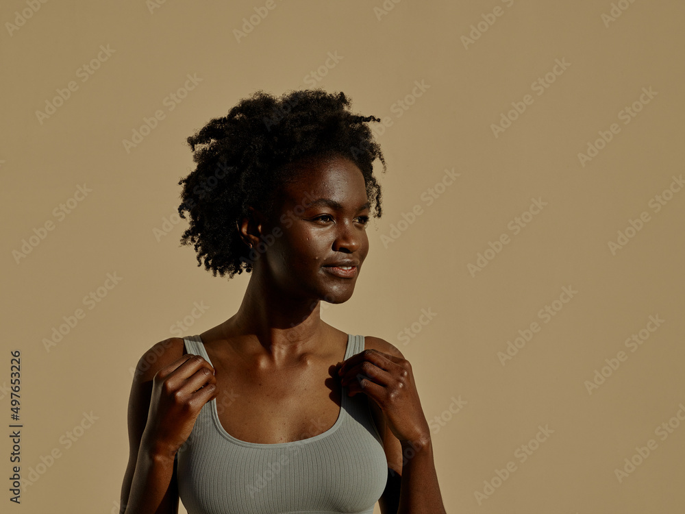 a confident woman portrait posing isolated over studio background Stock ...