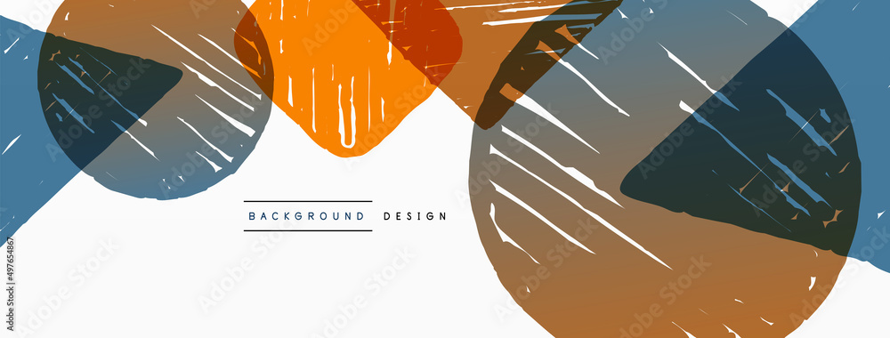 Abstract background. Hand drawn geometric shape - square, circle and ...
