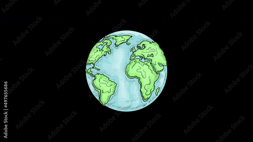 Animated Earth Planet. Retro Style Hand Drawn World Planet Animation ...