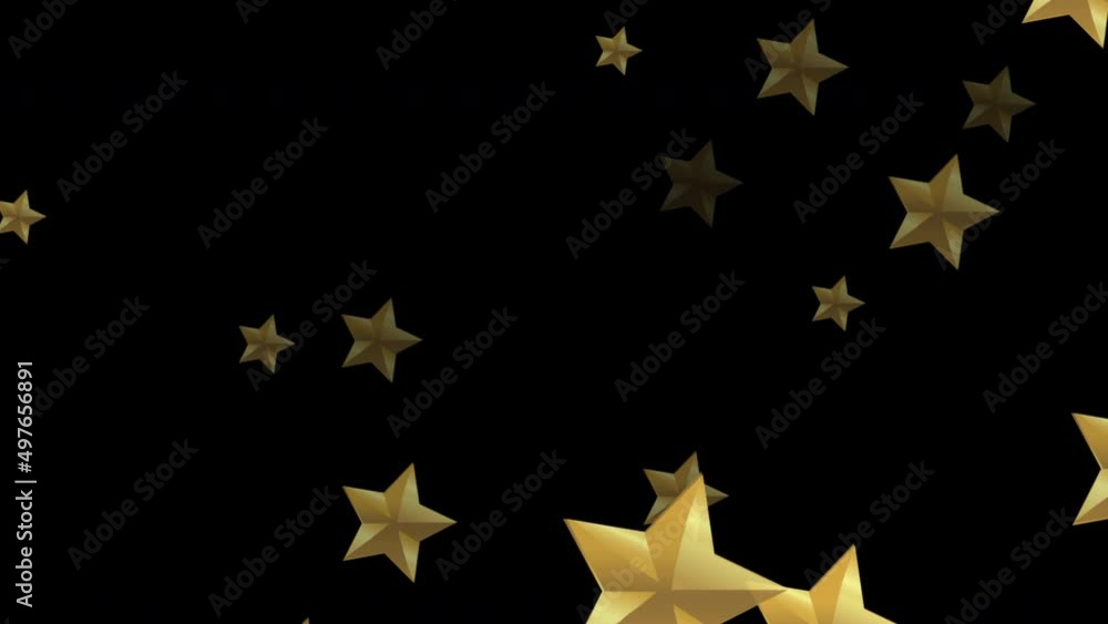 4K 3D Flying Particle golden Stars Animated Pattern Design. Gold Stars ...