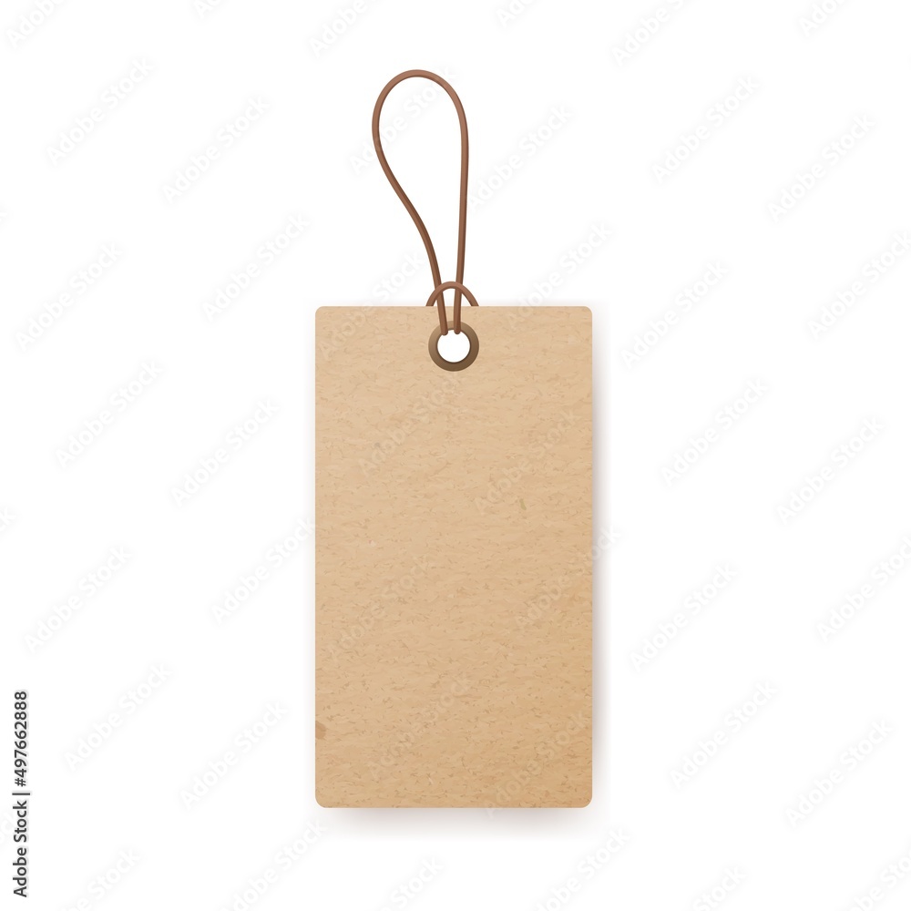 Craft cardboard label with loop and string. Kraft paper vintage price ...