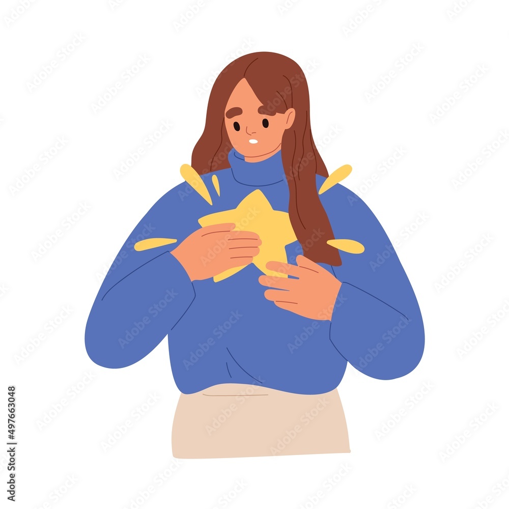 Person finding, discovering self. Revealing talents, skills concept ...