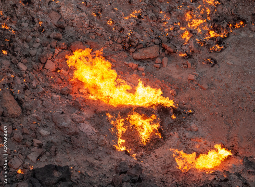 Fire erupting from a gas well Stock Photo | Adobe Stock