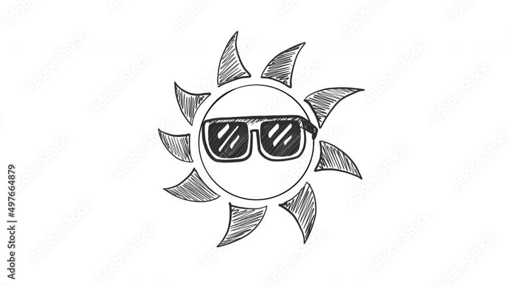 Creative Design of Animated Hand Drawn Sun Wearing Sunglasses and ...