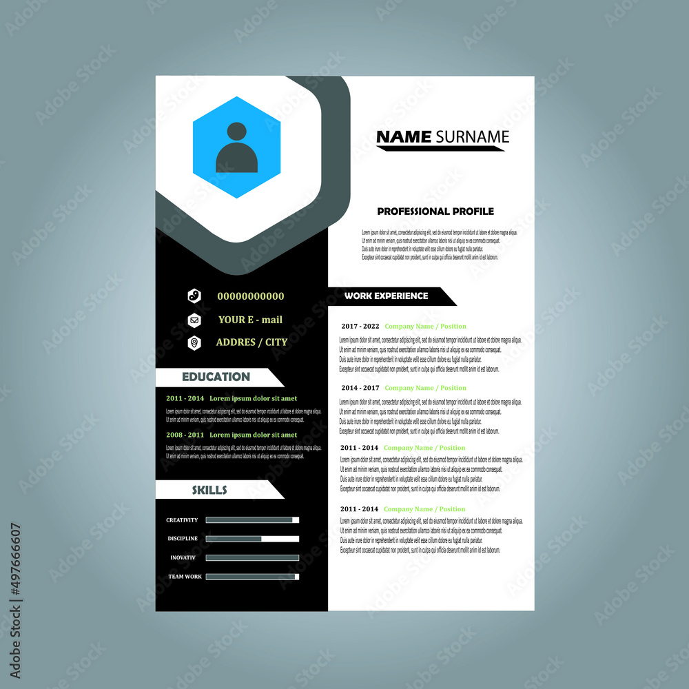 Professional Resume Template Vector Design, Professional CV resume ...