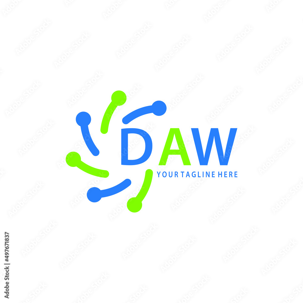 DAW logo design initial creative letter on white background. DAW vector ...