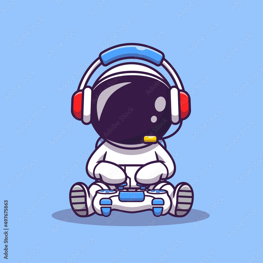 Cute Astronaut Gaming Cartoon Vector Icon Illustration. Science ...