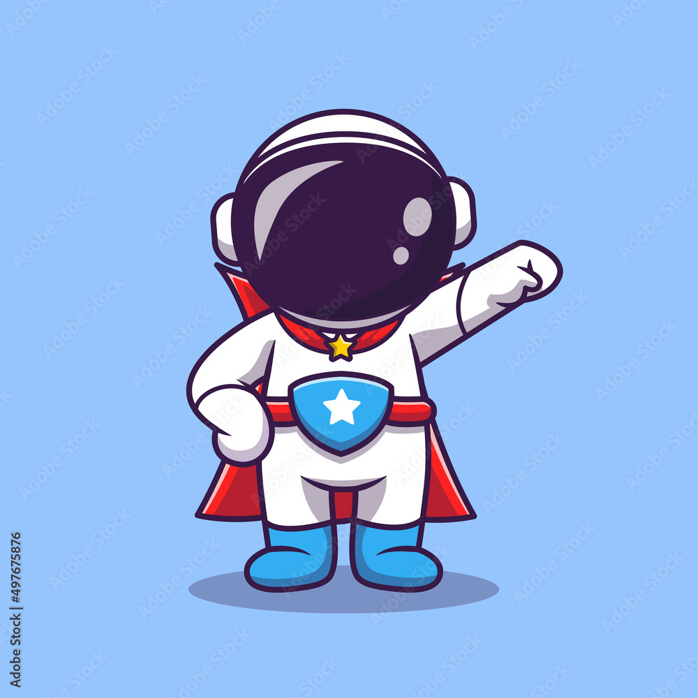 Cute Astronaut Super Hero Cartoon Vector Icon Illustration. Science ...