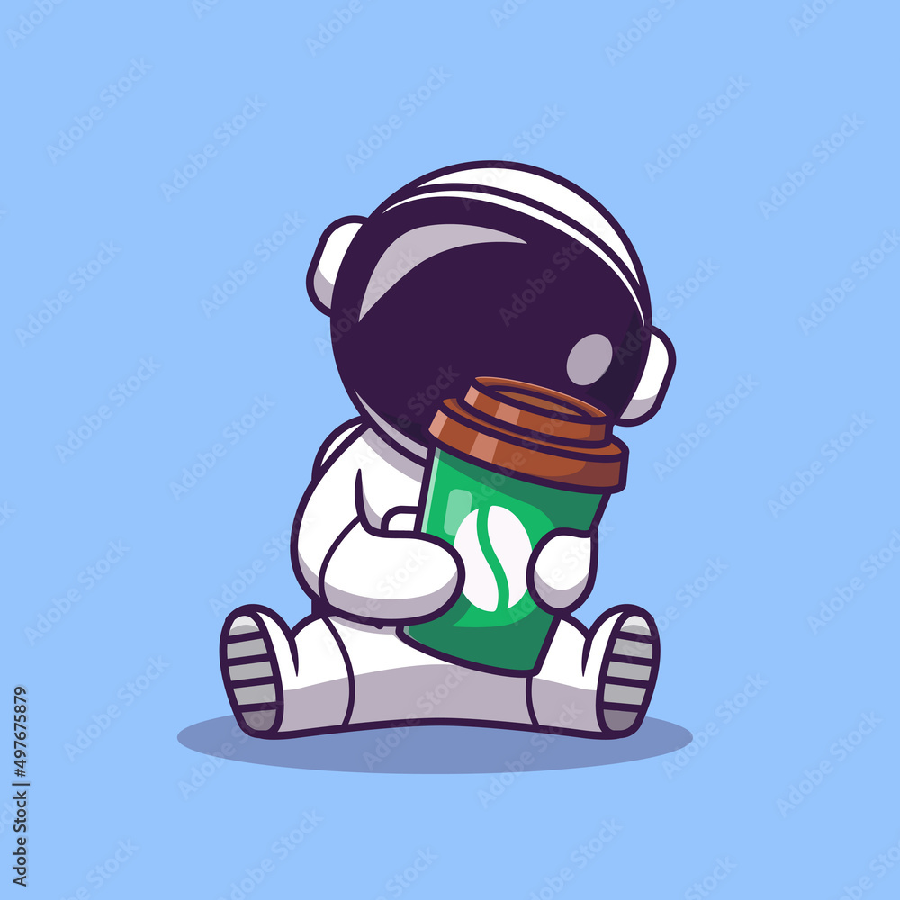 Cute Astronaut Holding Coffee Cup Cartoon Vector Icon Illustration ...