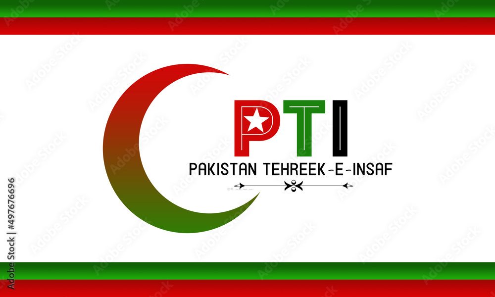 red and green banner of Pakistani political party Tehreek e Insaf PTI ...