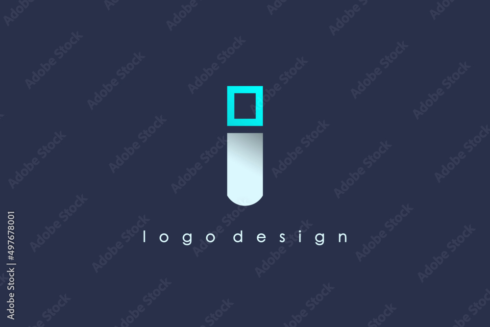 Simple Initial Letter I Logo. Blue and White Geometric Shape isolated ...